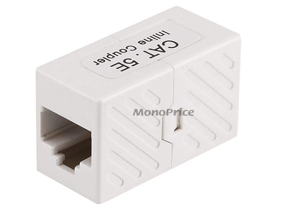 Monoprice Cat5e RJ45 Modular Inline Coupler - Straight Type Coupler, White