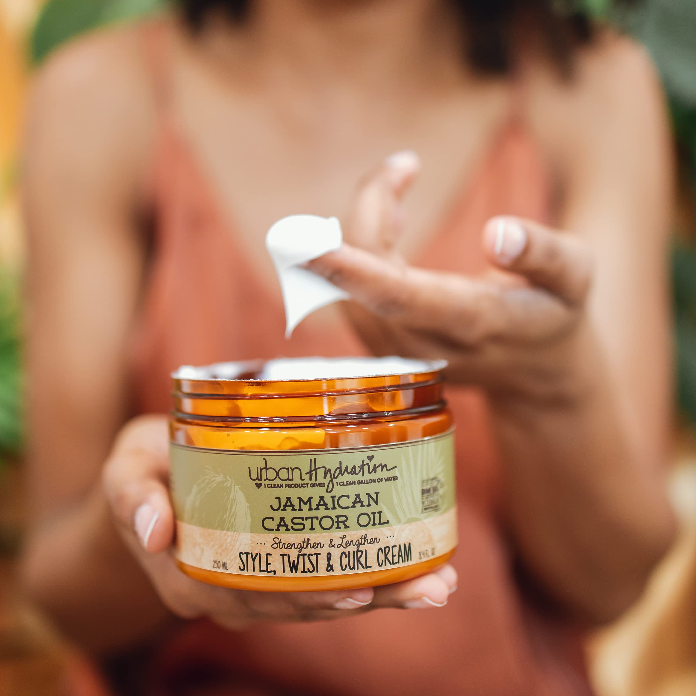 Urban Hydration Jamaican Castor Oil Curl Styling Cream | Sulfate, Paraben and Dye Free, Moisturizes, Thickens, Prevents Breakage and Lengthens For Strong Hair, All Hair Types, 8.4 Ounces