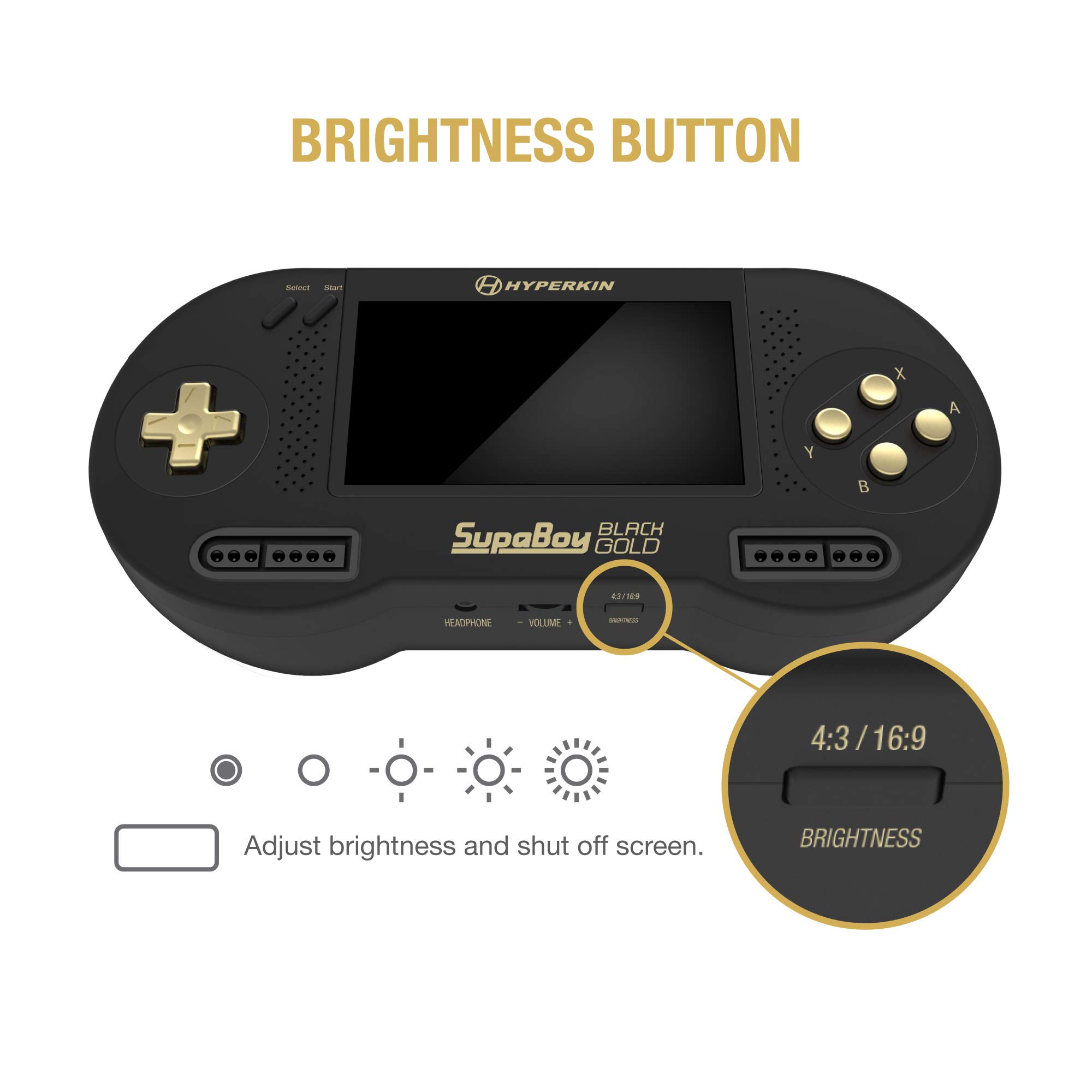 Hyperkin SupaBoy Blackgold Portable Pocket Console for Super NES/Super Famicom - Super NES