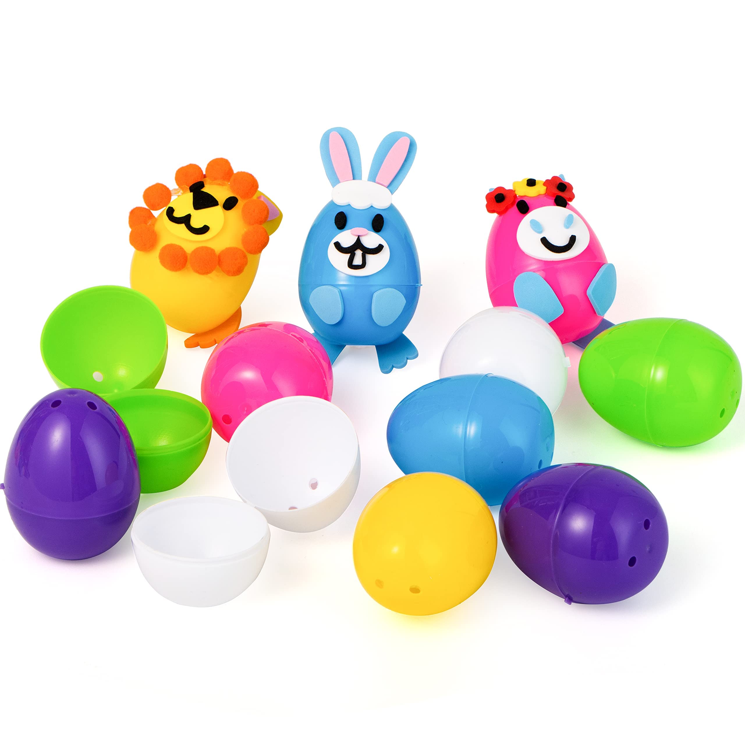 JOYIN 12 Sets Easter Eggs Decorating Craft Kit Toy for Kids, Easter DIY Animal Foam Craft Kits with Easter Eggs for Kids Easter Eggs Art Crafts Activities Easter Decorations, Easter Party Favors