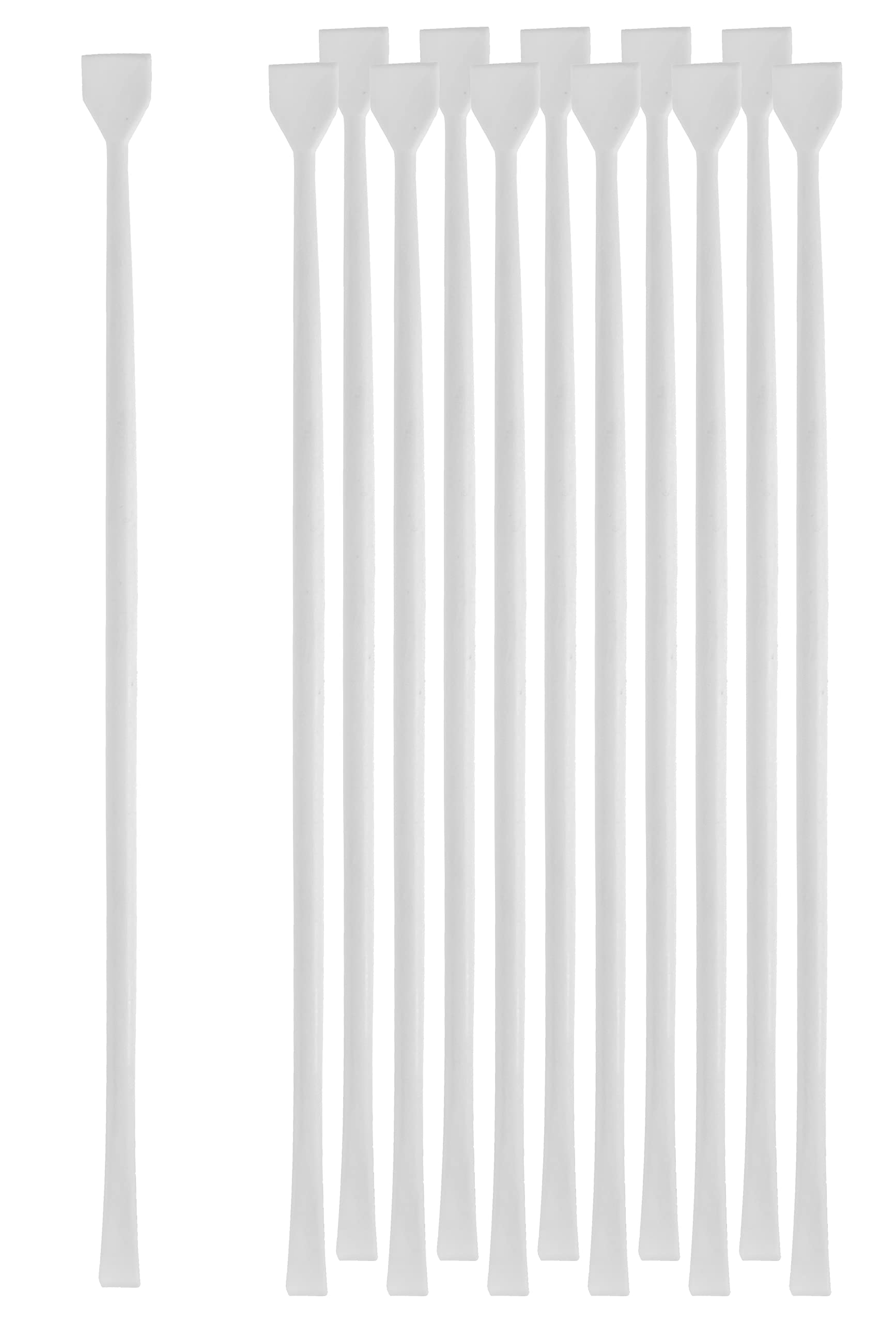 EISCO 12PK Lab Stirring Rods - Spatula Ends - Policeman Stir Rods - Cocktail Stirrers - Polypropylene Plastic