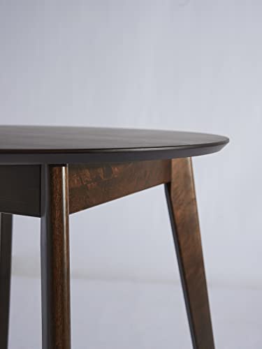 DAIVA CASA Orion Round Wooden Dining Table Birch Circle Dinner Table Solid Wood Kitchen & Dining Room Tables/Scandinavian Furniture Mid Century Modern Table Brown Small Dining Room Table 31 inch
