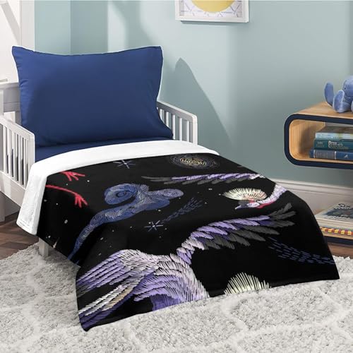 AuHomea Crane Birds and Night Sky Throw Blanket Lightweight Flannel Fleece Blankets Warm and Cozy Super Soft Throws 30"x40" for Cat Pet and Babies