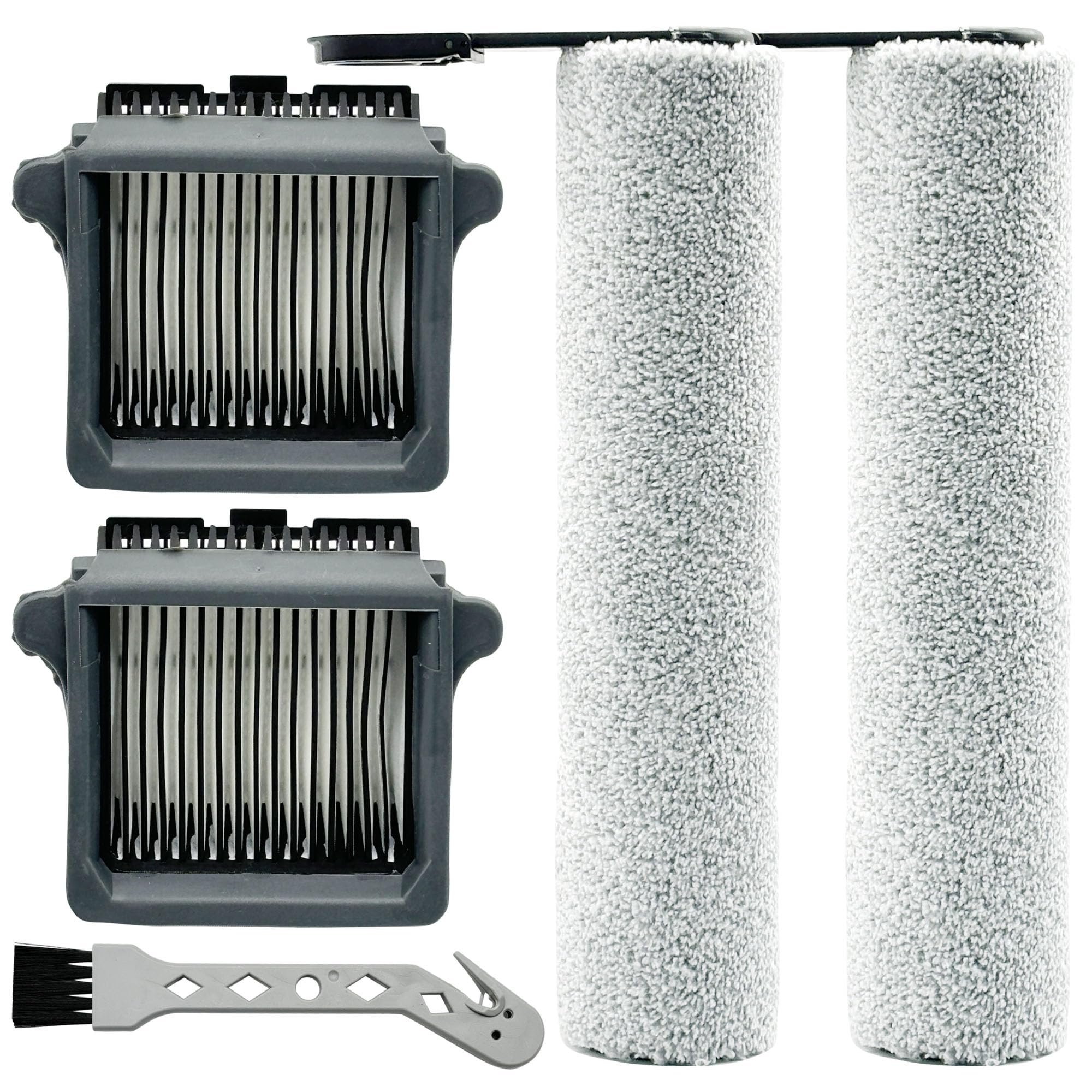 Brush Rolls and Filters Replacement Parts for Tineco Floor ONE S7 FlashDry/Floor ONE Switch S7 / Floor ONE S7 Combo, 2-Pack Brush Rolls and HEPA Filters + 1-Pack Cleaning Tool