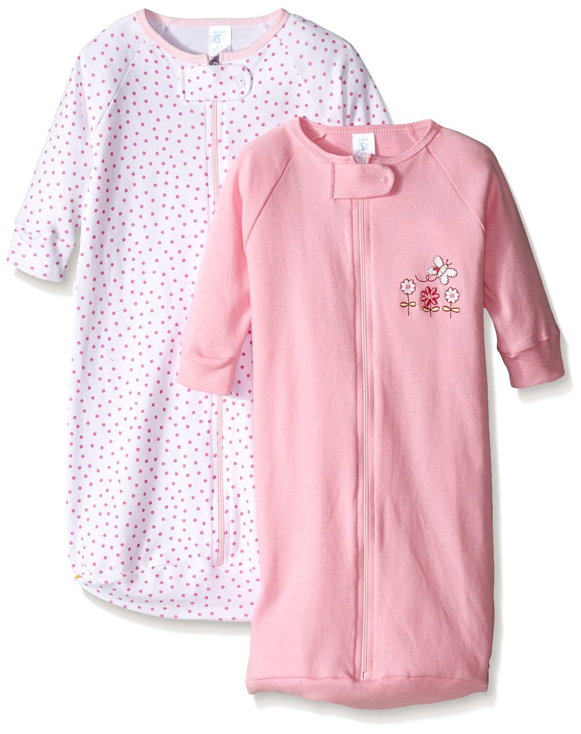 Spasilk Baby Girls 2 Pack 100% Cotton Bag, Pink Sleep Sack, Pink, 3 Months US