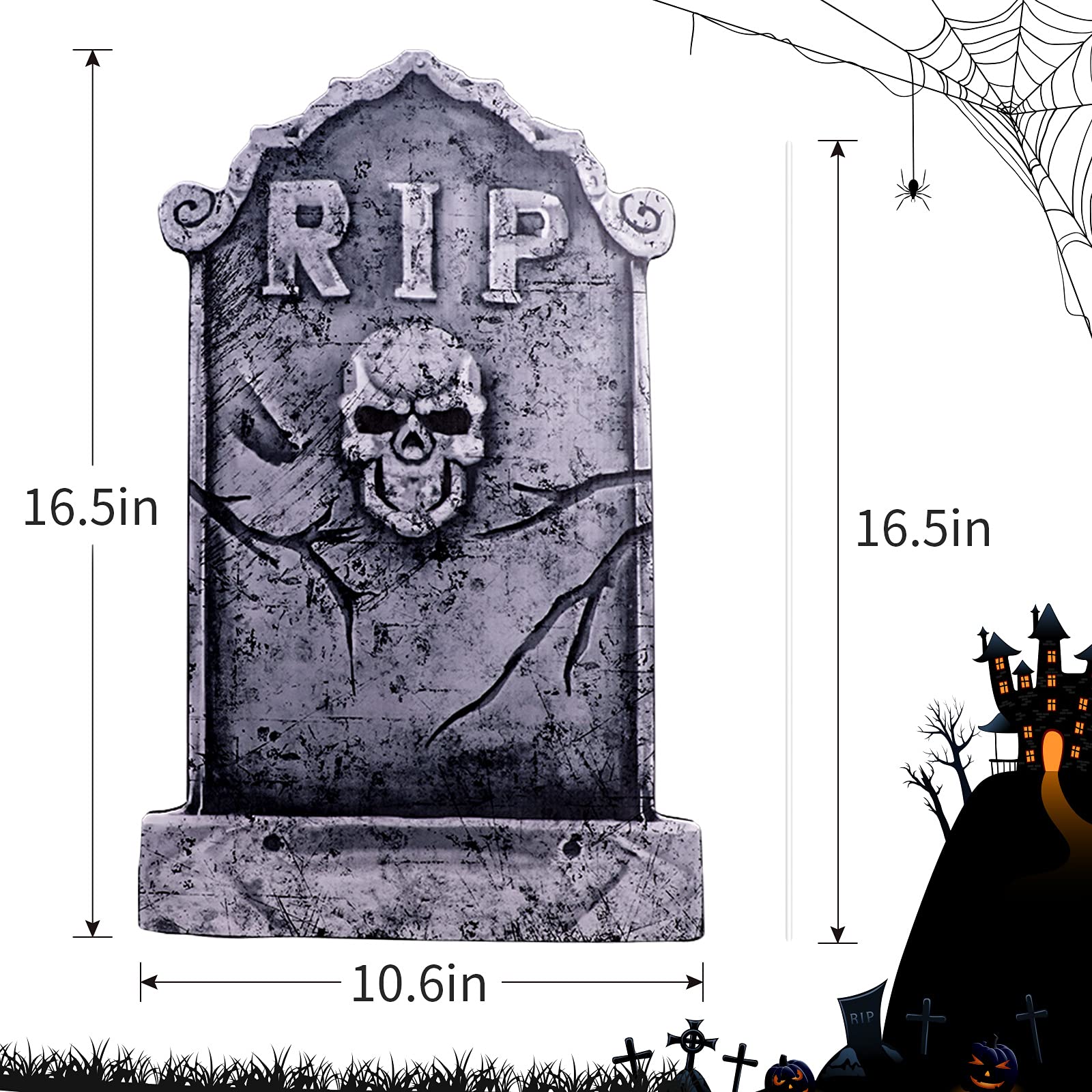 BEAUTLOHAS. Halloween RIP Graveyard Tombstones 6 Pack Yard Stake Signs for Halloween Decorations, Lawn Yard Decorations, Trick or Treating, Halloween Prop (Cross Six)