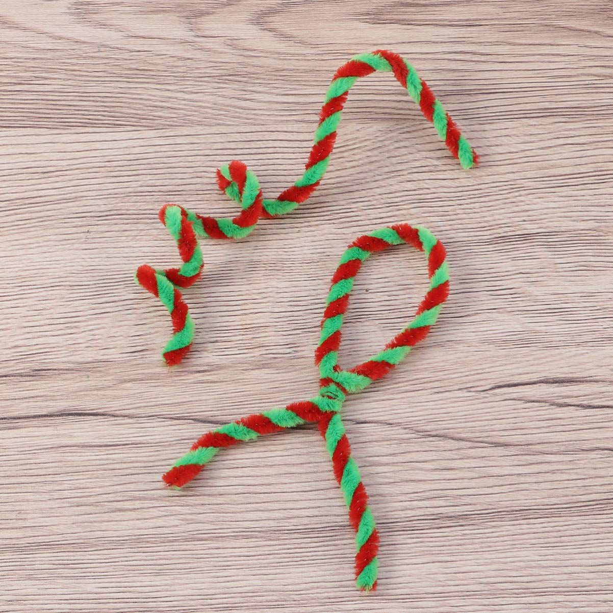 Happyyami 50pcs Christmas Cleaners Striped and Glitter Chenille Stem for Art and Crafts Creative Crafts Decorations Red and Green