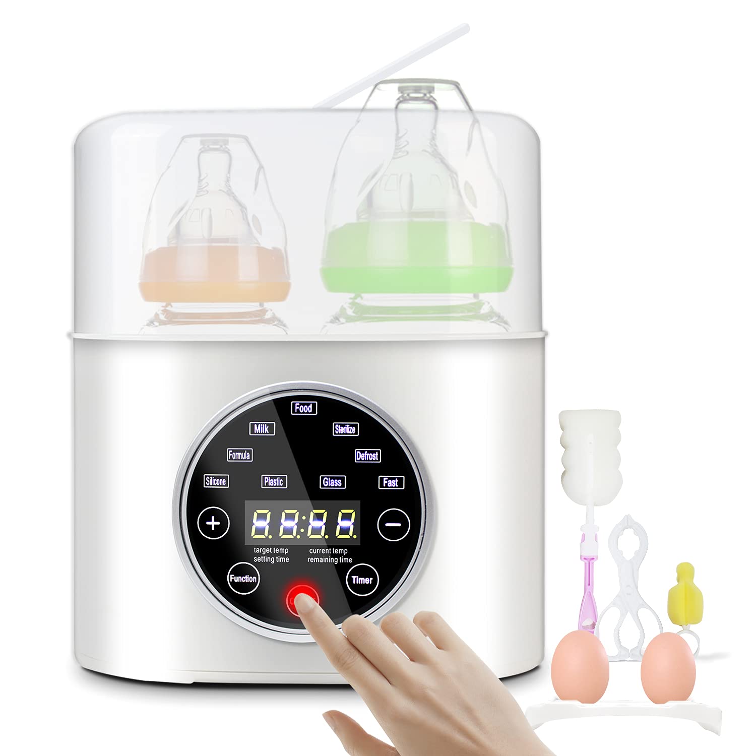 Bottle Warmer, CREPOW Fast Baby Bottle Warmer and Bottle 6-in-1 Fast Food Heater Defrost Warmer for Baby Milk Breastmilk Formula with LED Display Thermostat Timer Function
