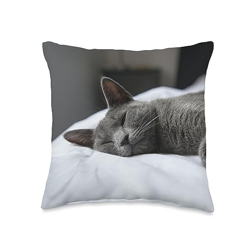 Cat Breeds Gifts Russian Blue Cat Throw Pillow, 16x16, Multicolor