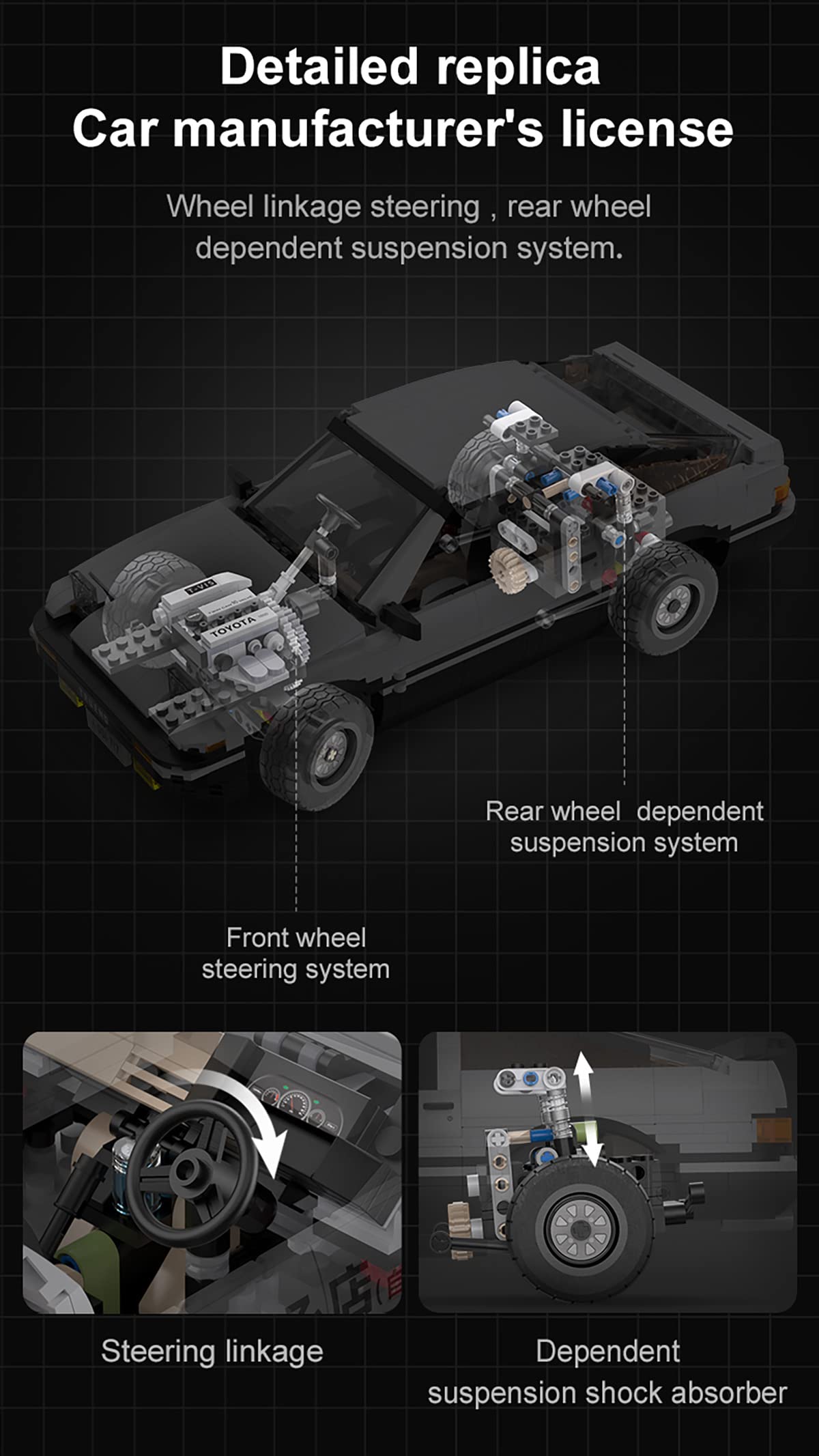 dOMOb Toyota AE86 Trueno Car Building Kit – Initial-D 25th Anniversary – Realistic Model 1:12 Car Build Blocks Set – 1324 pcs – Bricks Toys for 8+ Age Kids & Adults – for Boys, Hobbyist, Collector