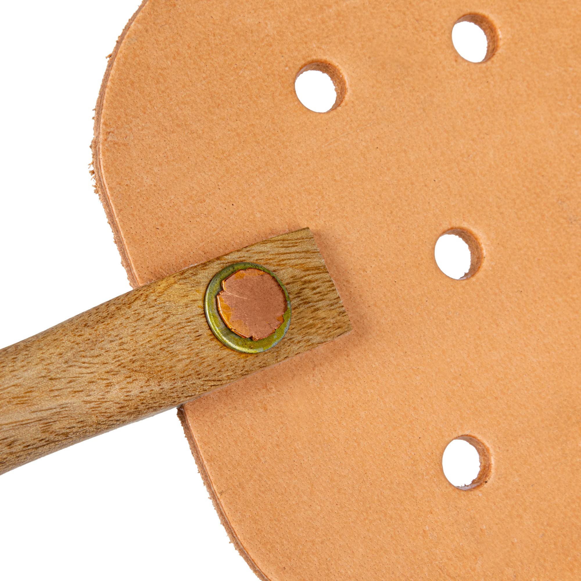 Creative Co-Op Modern Buffalo Leather Fly Swatter with Wood Handle, Natural