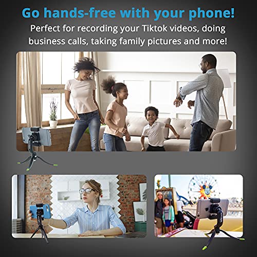 Square Jellyfish Jelly Grip WX Cell Phone Tripod Mount with Pro Tripod Stand - Smartphone Tripod Compatible with All iPhone and Android Smartphones - Small Tripod, Handheld for Video, Desk, or Travel