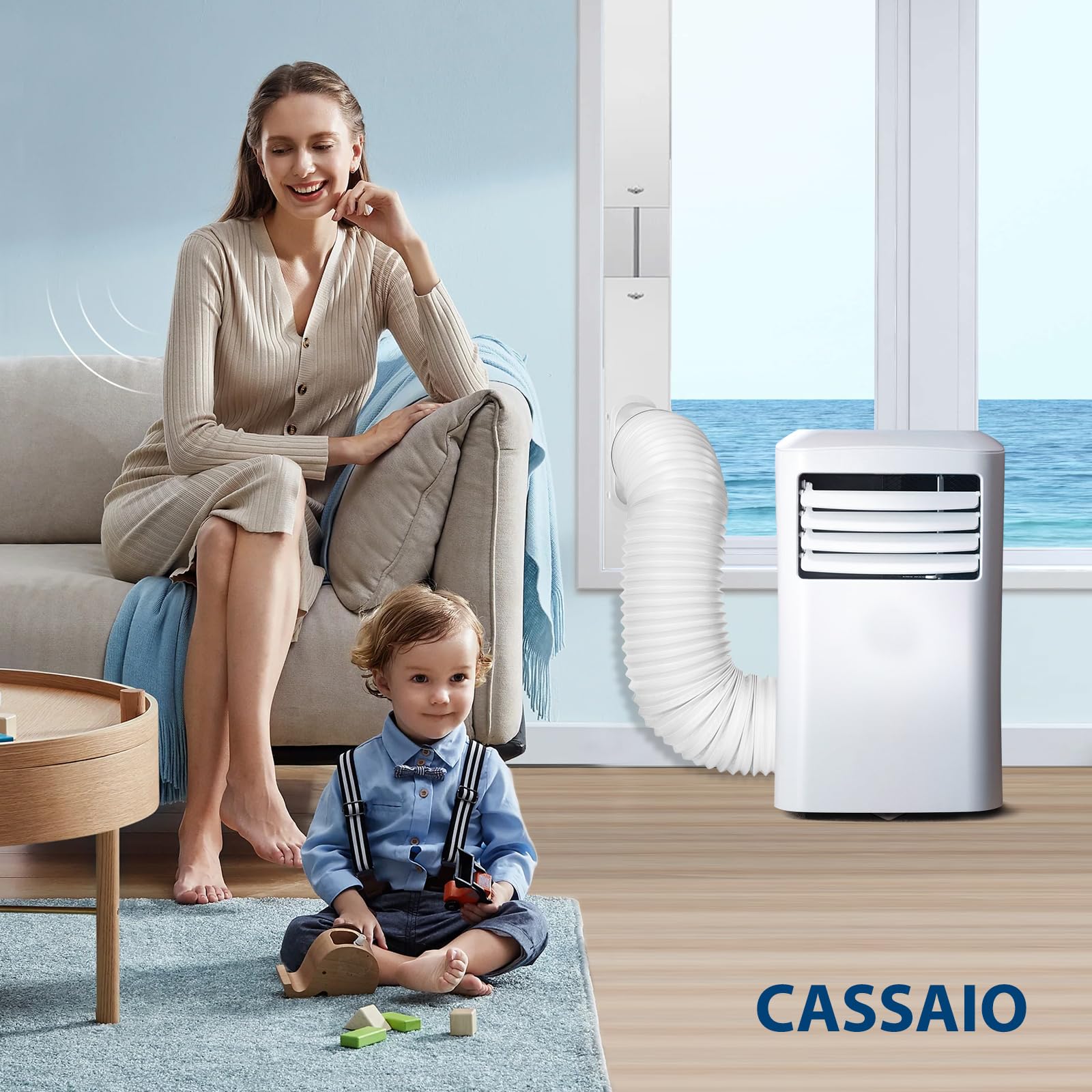 CASSAIO Portable Air Conditioner Window Kit,Seamless Portable AC Window Vent Kit with 5.9" Universal Exhaust Hose Adapter,Adjustable Window Seal Plates for Sliding Window