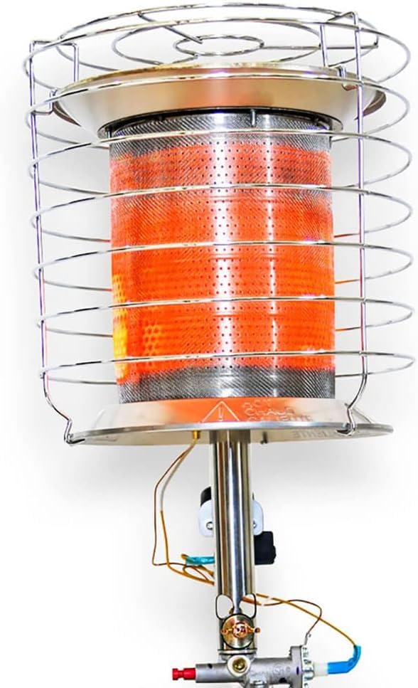 Avenger FBDTP360 Tank Top Outdoor Heater for Use with Propane Gas Tanks for Camping, Patios, and More, 360-Degree Burner, 42,000 BTU, Silver