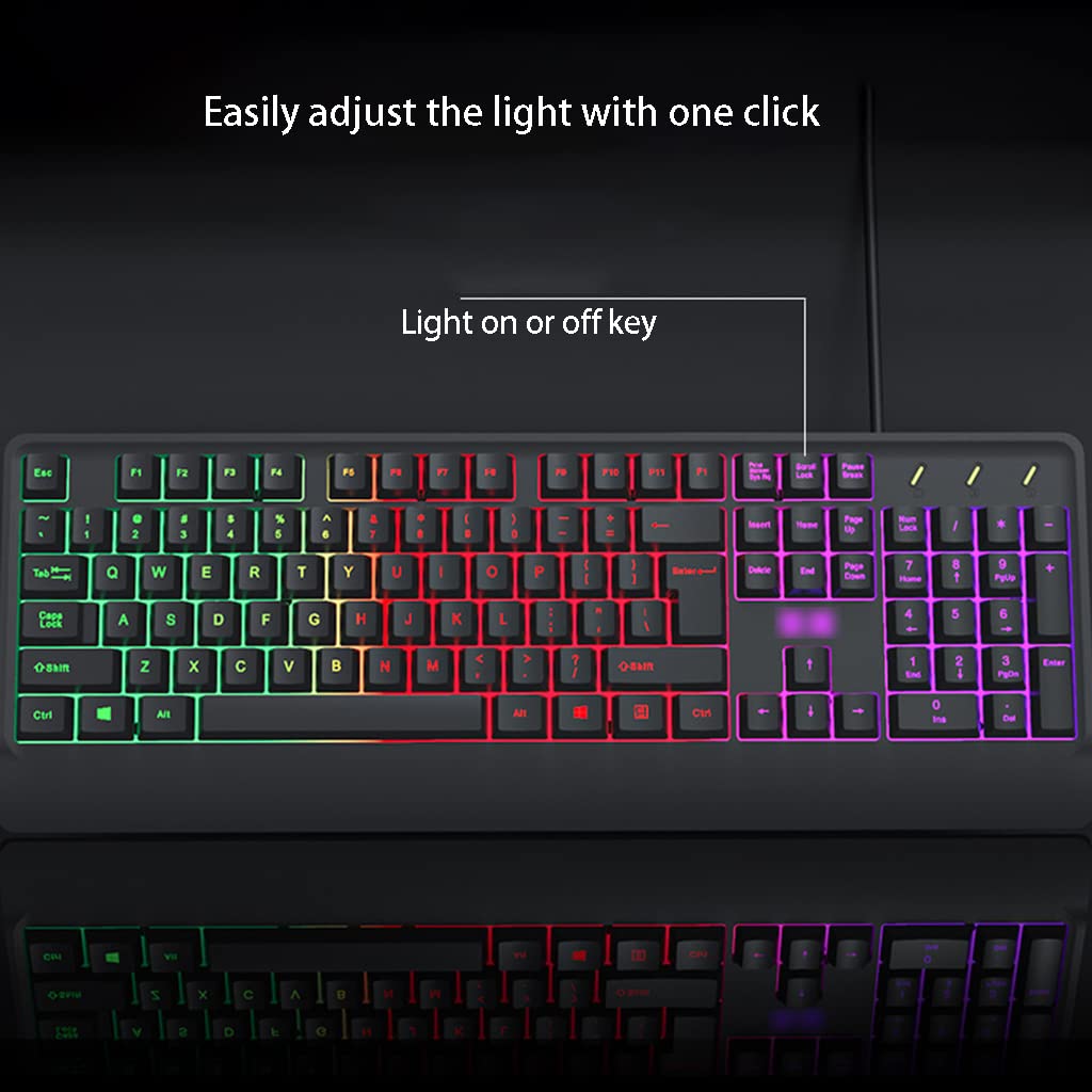 BBFQL Computer Keyboard Home Wired Keyboard Gaming Keyboard and Mouse Set USB Keyboard Ergonomic Keyboard