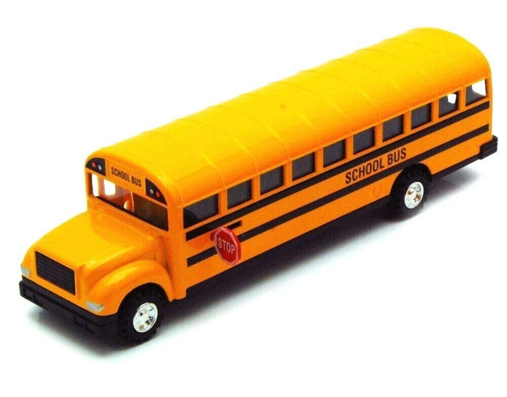 MK Large 8.5 inch Yellow School Bus DieCast Toy Car Model with Pull Back and Go Action