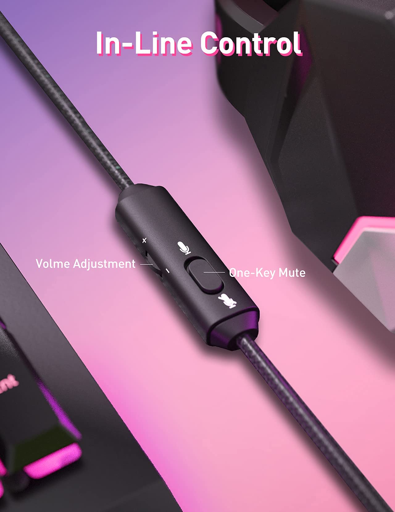 MW ACC CA Gaming Headset Pink for PS4, PS5, PC, Xbox One, Over Ear Headphones with Noise Cancelling Mic, PC Headset with Bass Surround Sound, LED Light, for Laptop Mac Switch, Girls, Kids
