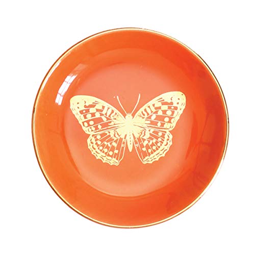 Archive Portico Designs Trinket Tray Collection Small Ceramic Decorative Tray, 3.9" Diameter, Orange