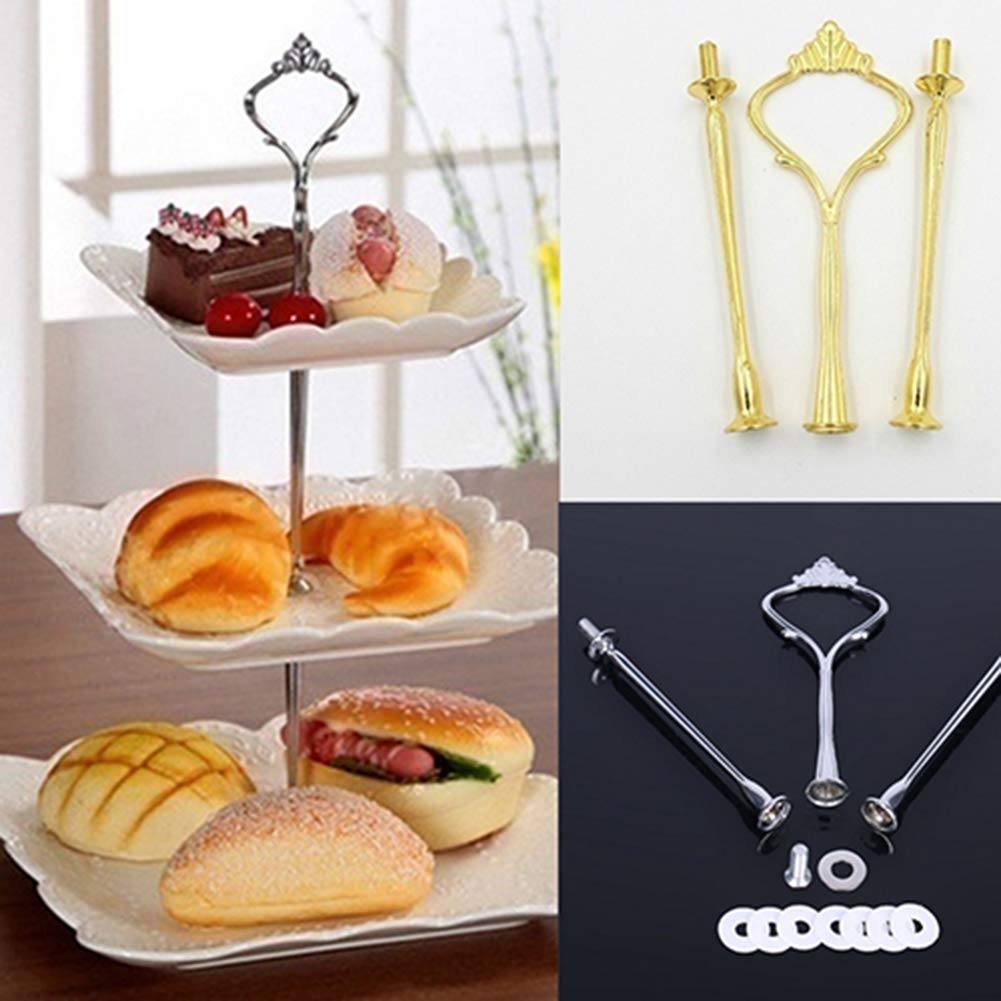 Bluelanss Tiered Tray Hardware for Cake Stand Cake Plate Crown 3 Tier Cake Stand Fittings Hardware Holder for Wedding Party Cupcake Dessert Platter Serving Stand Decoration Pink