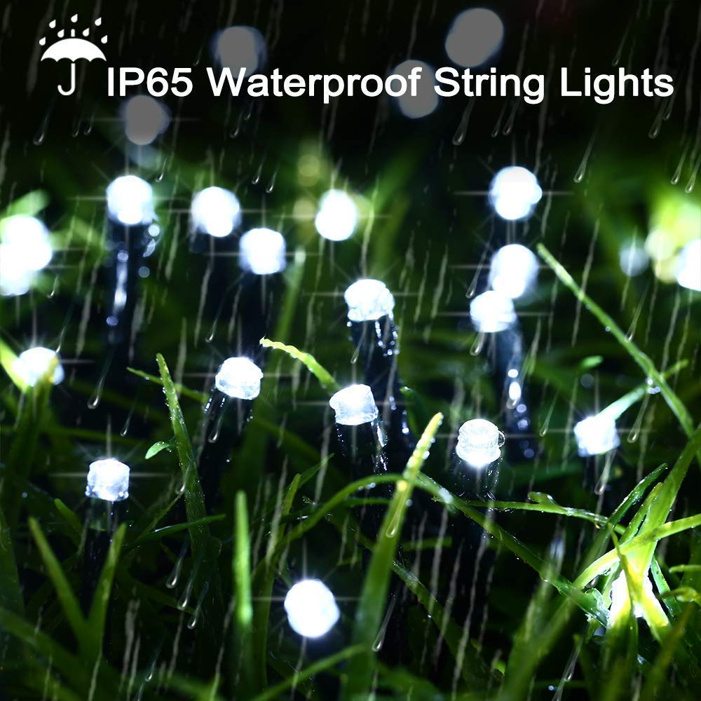 iBaycon Battery Christmas Lights, 66ft 200 LED Battery Operated String Lights Waterproof 8 Modes & Auto Timer for Christmas Trees, Home, Garden, Party and Holiday Decoration (White)