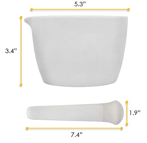 EISCO Porcelain Mortar & Pestle Set, 13.5oz (400ml) - Heavy Duty - Unglazed Grinding Surface - Excellent for Kitchen or Laboratory - Grinds Powdered Chemicals, Herbs, Spices, Pills - White Labs