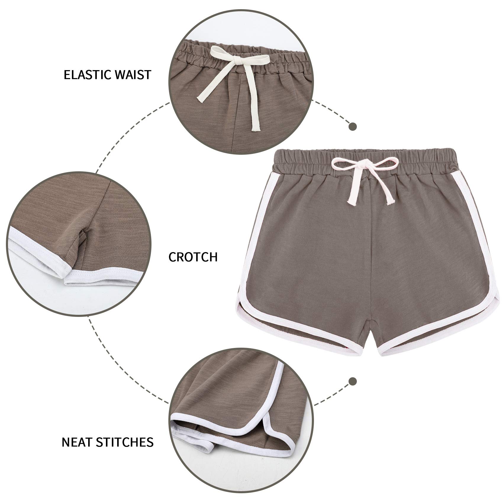 Auranso Boys Girls Active Running Shorts Kids Cotton Beach Sports Short Pants 3 Pack D 3-4T