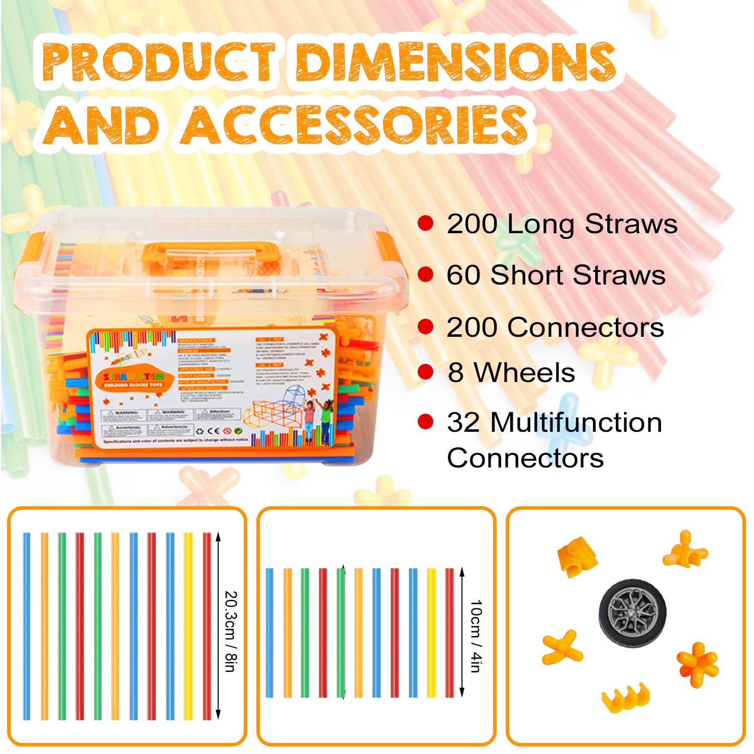 Juboury 500Pcs Straw Constructor STEM Building Toys Educational Interlocking Toys Engineering Building Blocks 3D Puzzle, Creative Connecting Kit, Construction Blocks Toy for Both Boys and Girls