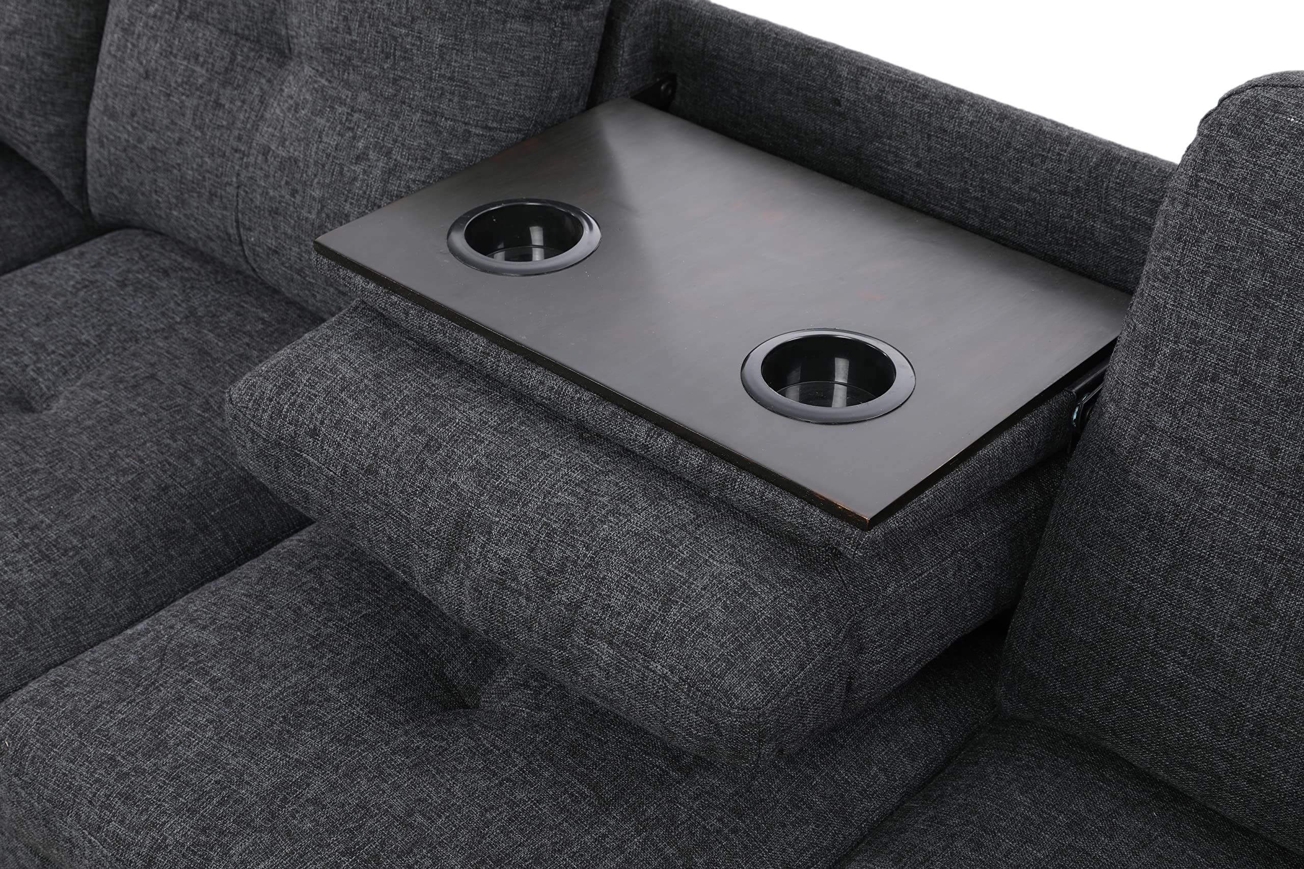 Star Home Living Sectional w/Ottoman Sofas, 97.2" W x 69.3" D x 32.3" H, Black Grey