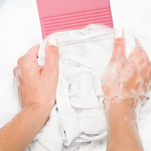 Cabilock Washing Clothes Board Laundry Washboard: Pink Non Slip Thicken Laundry Cleaning Board Hand Manual Clothes Washing Tool for Home School 44×24cm