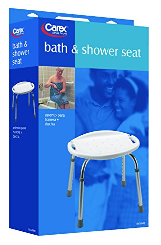 Carex Adjustable Bath and Shower Seat – Shower Stool - Aluminum Bath Seat - Shower Chair with Handle