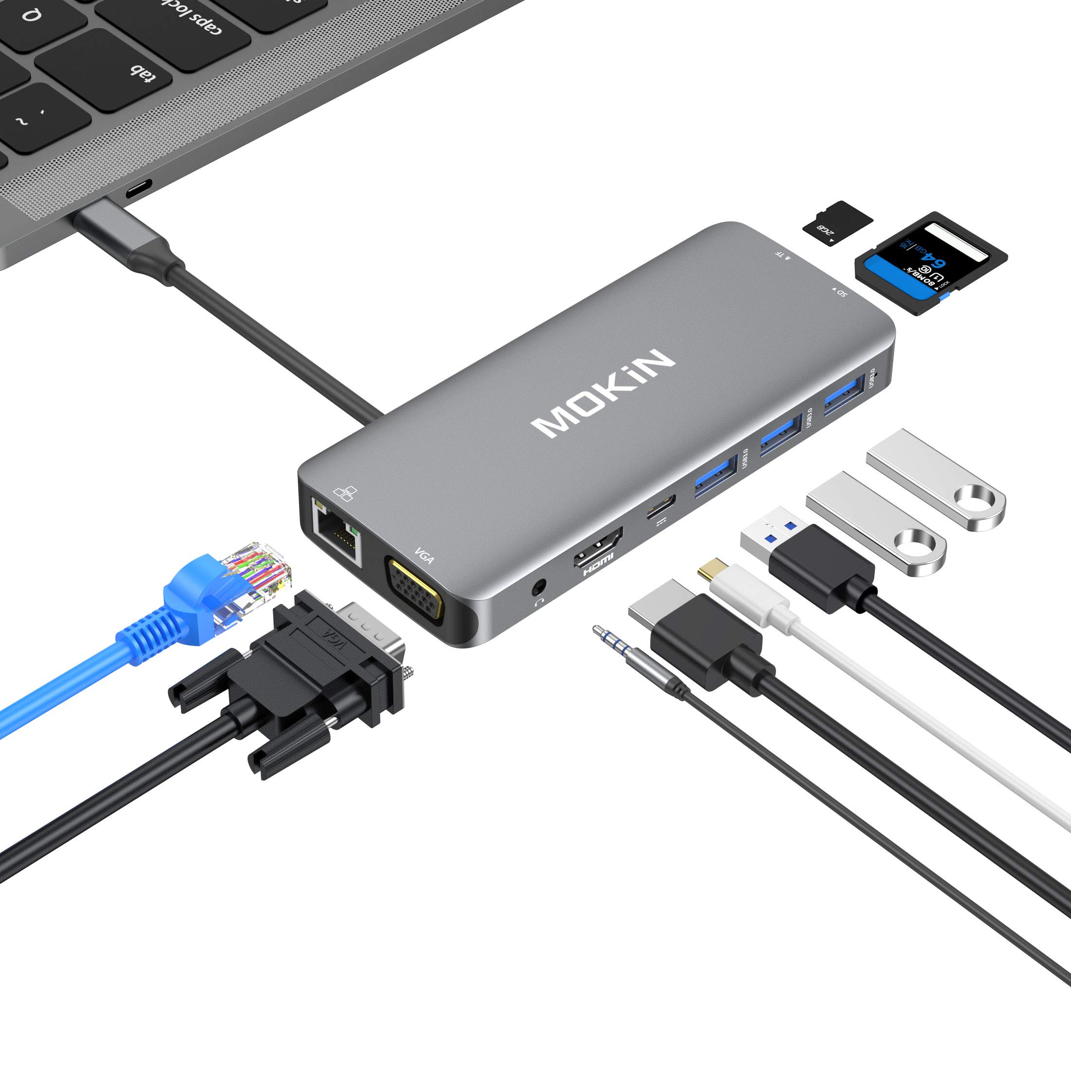 Dual Monitor, 12 in 1 USB-C Laptop Docking Station USB Type C Hub Multiport Adapter Dongle with 2 HDMI VGA 3 USB SD/TF Audio for Dell/Surface/HP/Lenovo Laptops.…