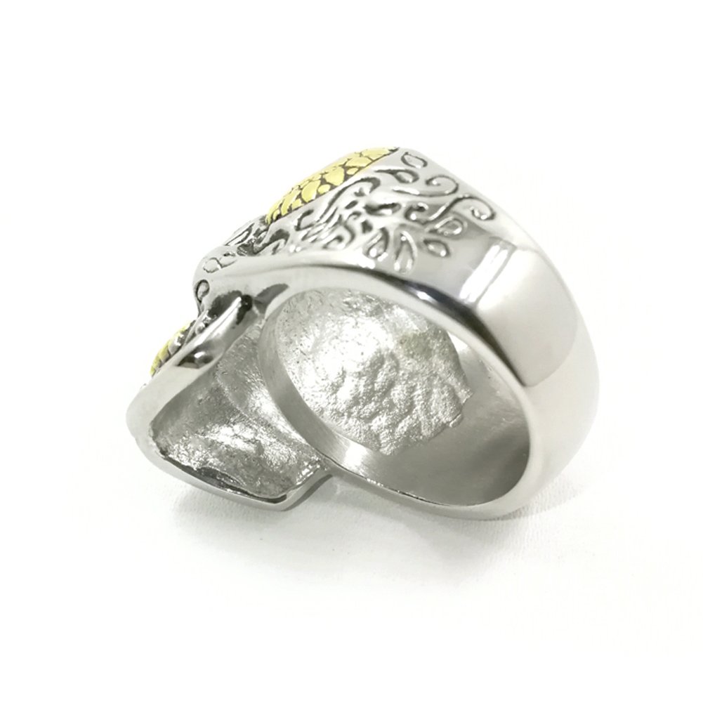 AUMRET Halloween Skull Stainless Steel Simulated Silver Gothic Cross Titanium Steel Ring (11)
