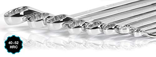 DURATECH 50-Degree Offset Wrench Set, SAE, Double Box End Wrench Set, 8-Piece, 1/4'' to 1-1/4'', 12 Point, CR-V Steel, with Easy Hang Rolling Pouch
