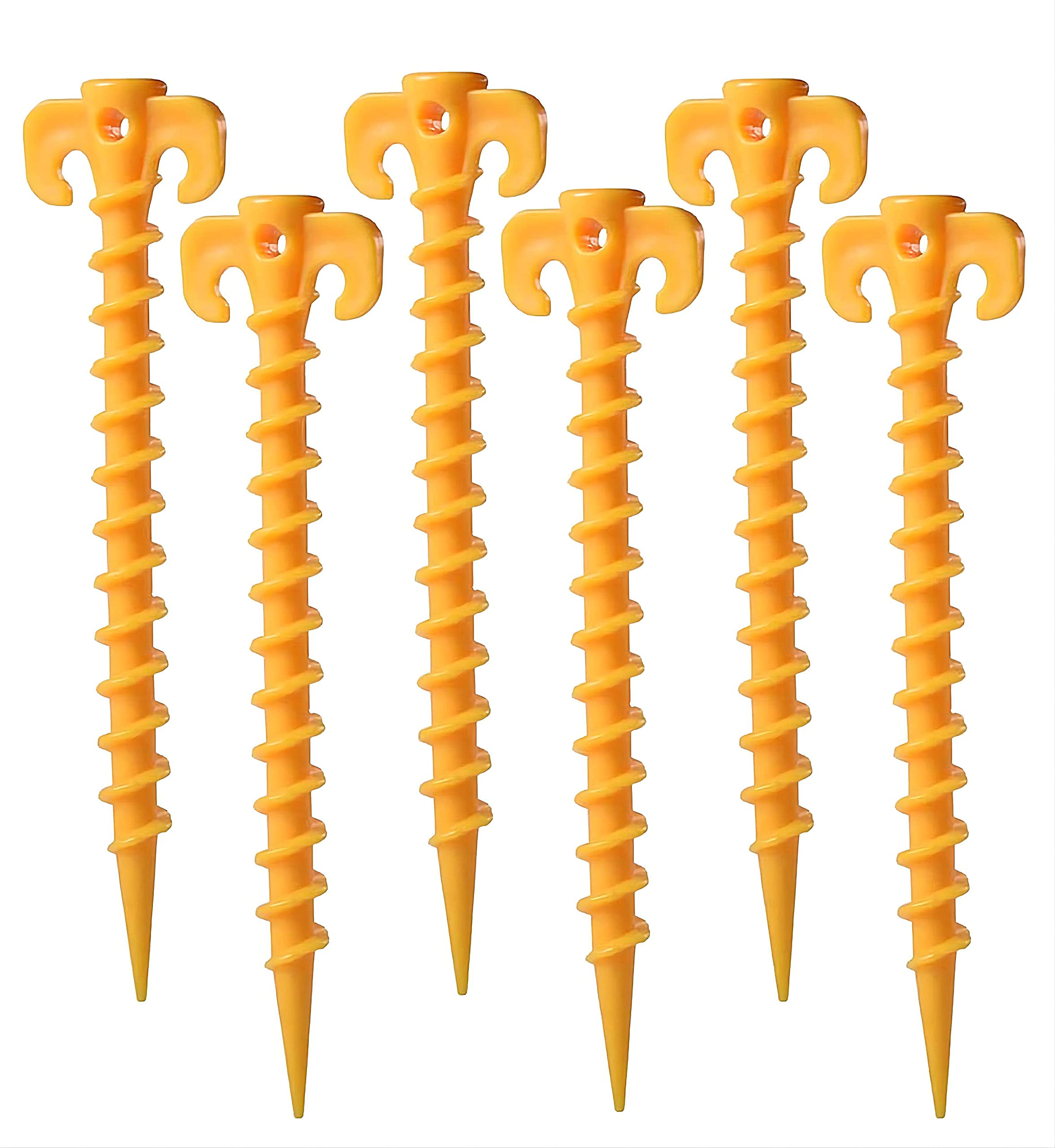 Beach Tent Stakes (6 Pack),Sand Stakes,Tarp Stakes, Camping Stake 7.9" Plastic Spiral Ground Anchor Tent Pegs Spike Hook for Camping Outdoor Accessorie, Beach Stakes for Sand,Garden Lawn Stake