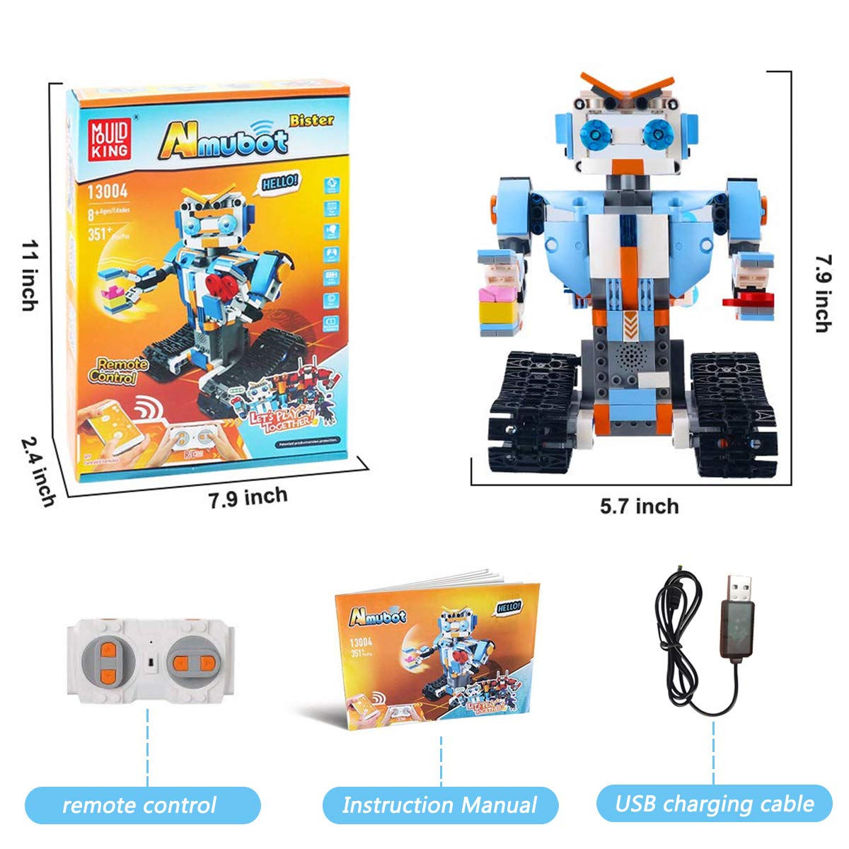 aukfa STEM Building Block Toy RC Robot for Kids, App Controlled & Remote Control Robotic Toy for Boys and Girls, Engineering Educational Build Kit, Early Learning Birthday Gift for 8 Years and Up