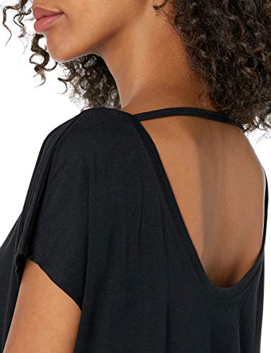 Amazon Essentials Women's Studio Relaxed-Fit Open-Back Short-Sleeve T-Shirt, Black, Large