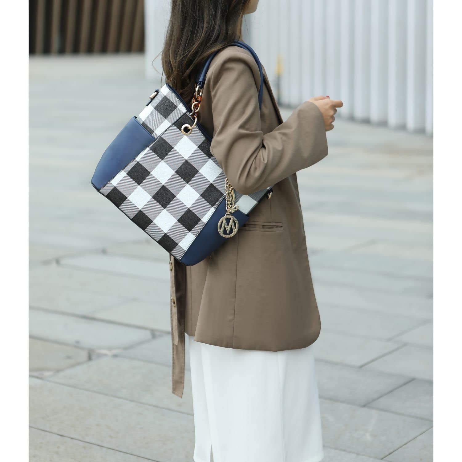 MKF Shoulder Bag for Women Set Handbag Wallet Purse - Top-Handle Tote - Removable Shoulder Strap Vegan Leather