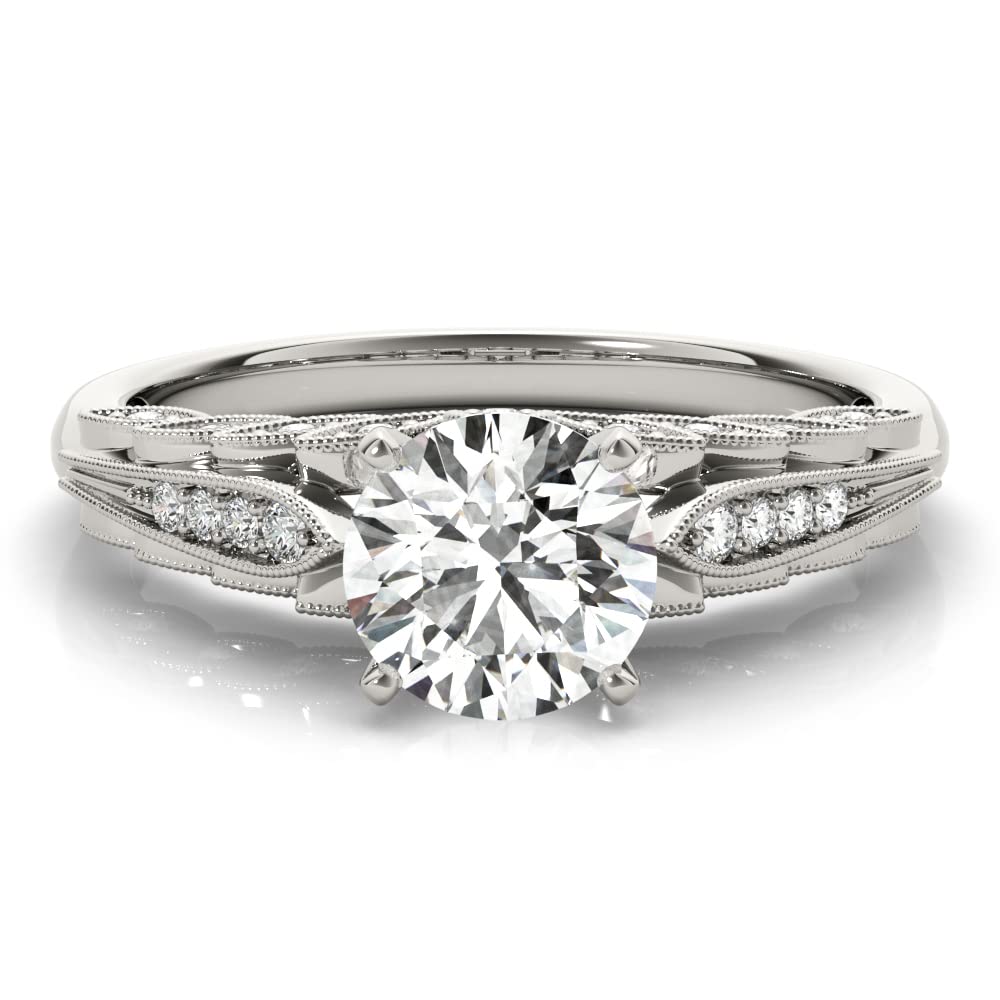 Blocaci Engagement Ring 1.5 CT Round Cut Graduated Floral Moissanite Engagement Rings for Women 10k White Gold Size 5