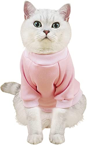 Cat Sweaters - Hairless Cat Cotton Tshirts Pet Clothes - Pullover Kitten T-Shirts with Sleeves - Cats & Small Dogs Apparel (Pink Red, Medium)