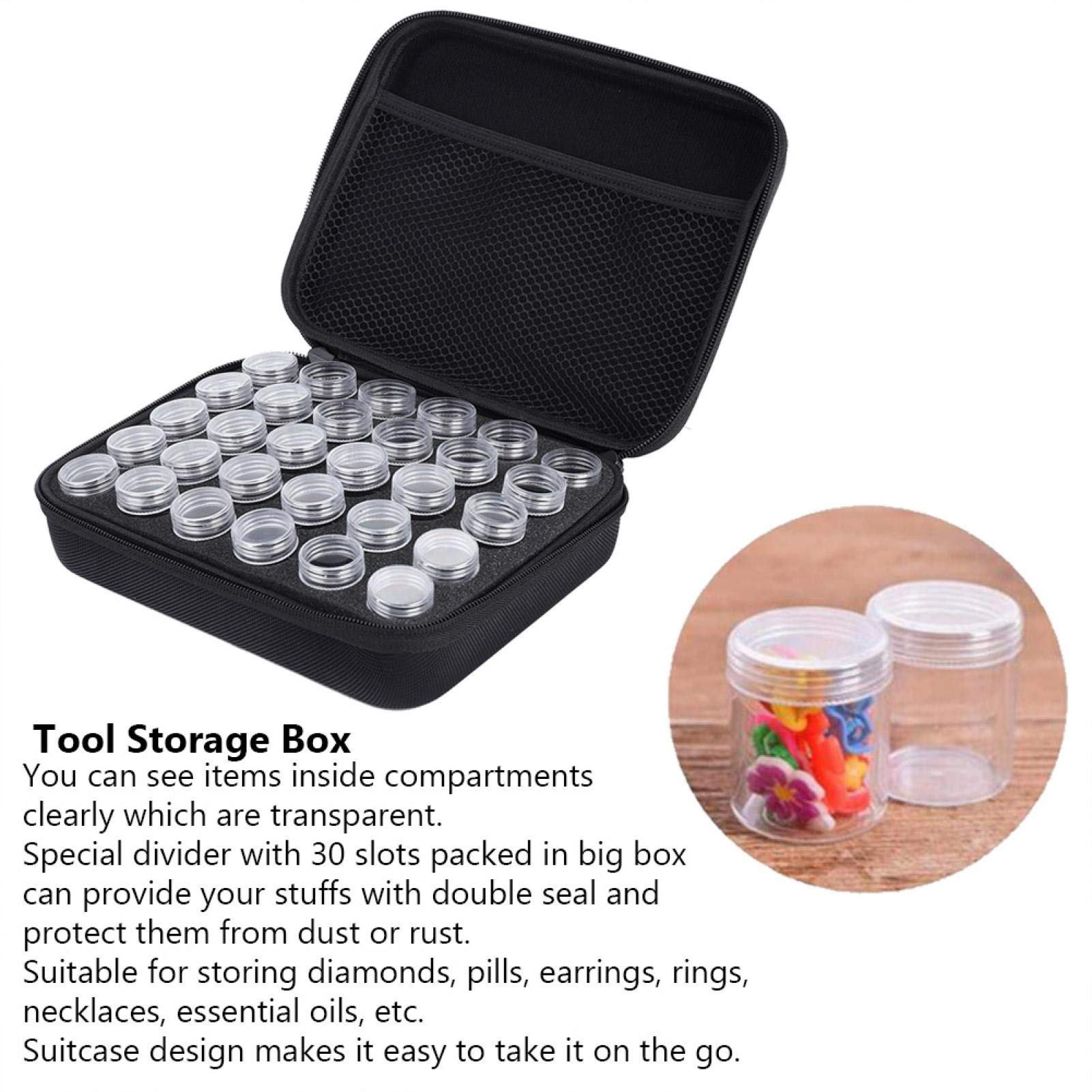 Joyzan Embroidery Diamond Storage Box, 30 Slots Compartments Clearly Double Seal Painting Storage Containers Case Organizer for DIY Art Craft Nail Diamonds Bead (Black)