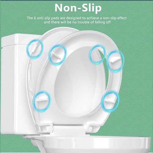 Aünsffer Toilet Seat Round Soft Close16.5'', Toilet Lid Slow Close Quiet No Slam, Easy Installation & Release,Safe PP Material Easy Clean, Comfortable Ergonomic Design, 2 Years Support, White Plastic