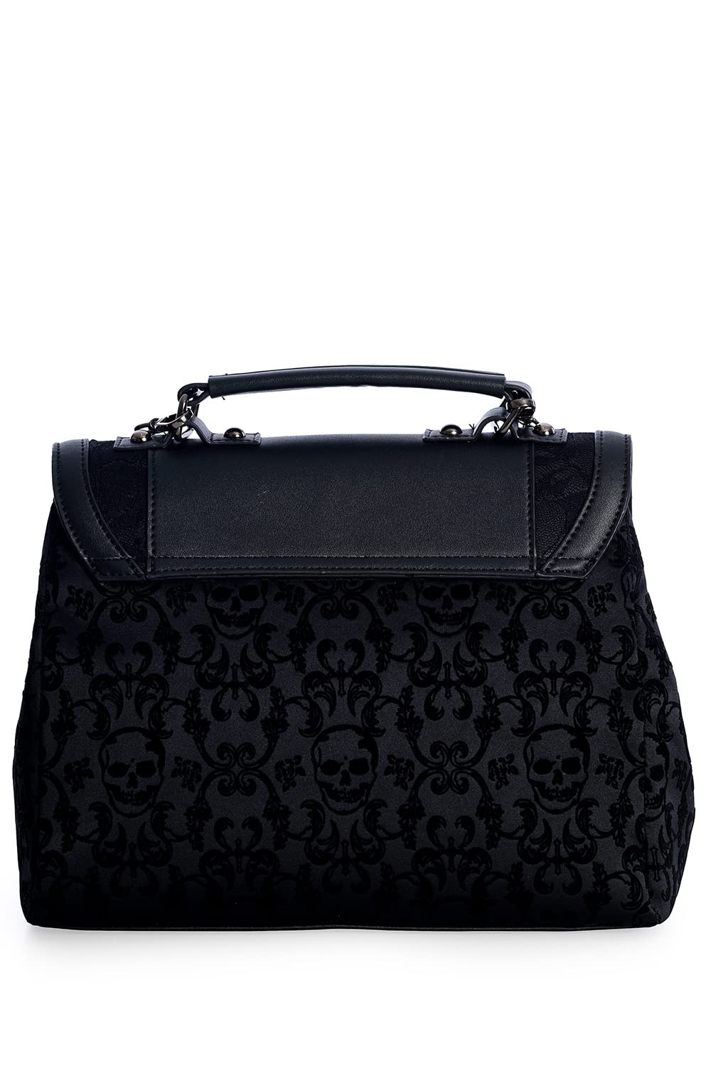 Lost Queen Women's Gothic Scarlet Illusion Victorian Damask Skull Rose Cross Handbag Purse