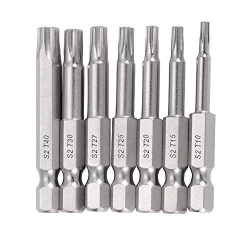 Bestgle 14pcs 1/4 Inch Hex Shank Torx Star 5 Point Screwdriver Bits T10-T40 Magnetic Security Tamper Proof Torx Head Screw Driver Bit Set, 50mm Length(Set of 2)