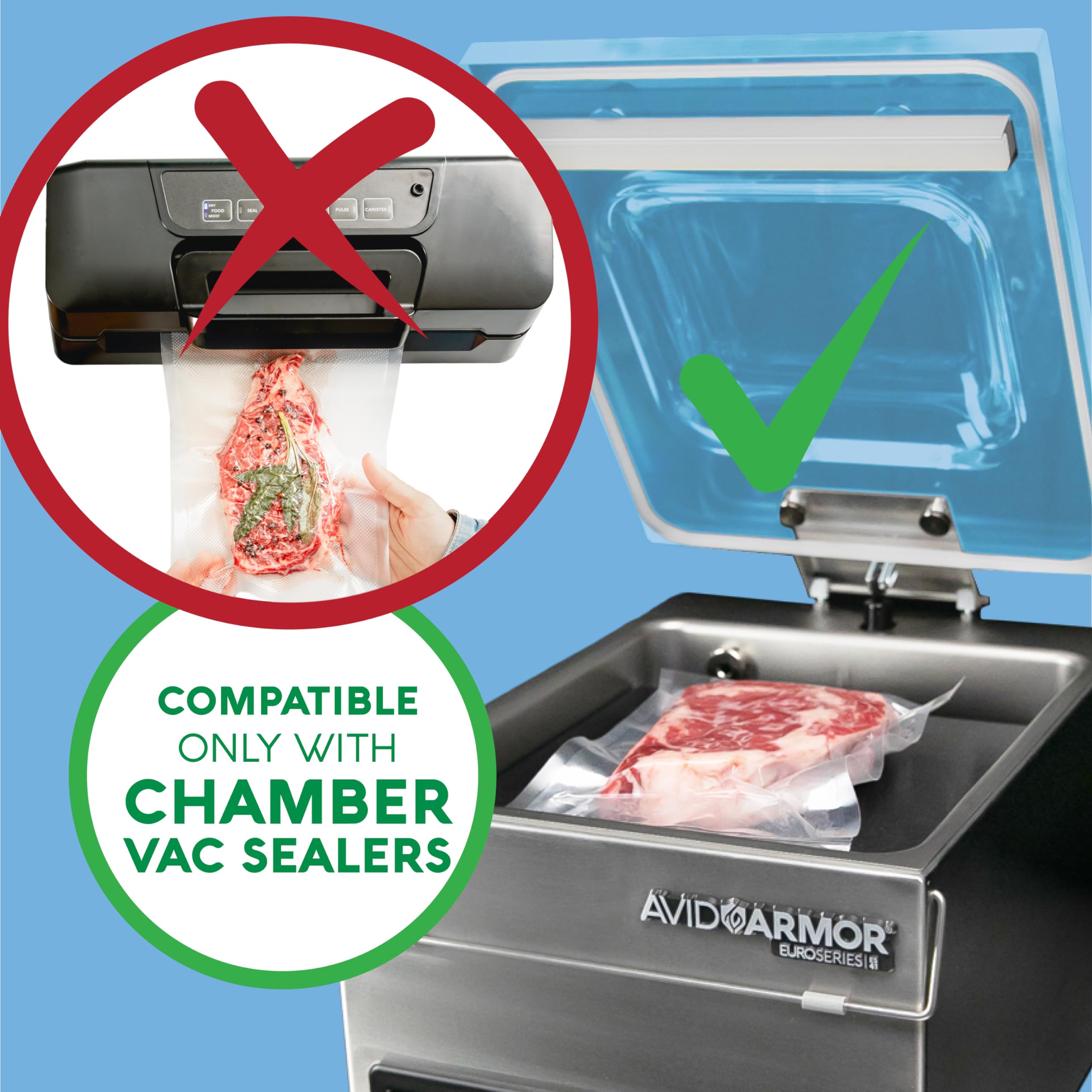 Avid Armor β Chamber Machine Pouches, Pre-Cut Chamber Vacuum Sealer Bags, Heavy Duty Seal Pouch, BPA-Free Chamber Sealer, Vacuum Chamber Pouches (250, 11x13)