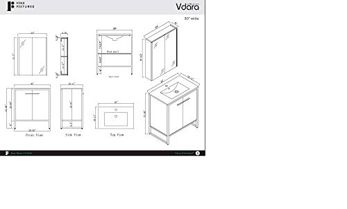 Fine Fixtures Vdara 30" Bathroom Vanity Cabinet Set, White Straight Grain