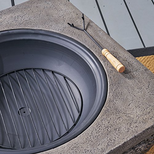 Christopher Knight Home Laraine Outdoor 32" Wood Burning Light-Weight Concrete Square Fire Pit, Grey