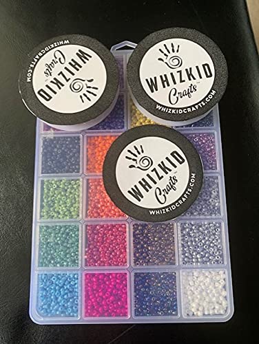 Bead Bracelet Kit - DIY Jewelry Making with Multi-Colored Glass Beads (24 Colors, 200 Pieces Each) and String in Classic Container