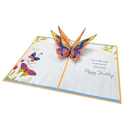 Designer Pop! Pop Up Birthday Card with 3D Butterfly Design - High-Quality Birthday Wish Greeting Card, Ideal for Friends, Family or Special Someone