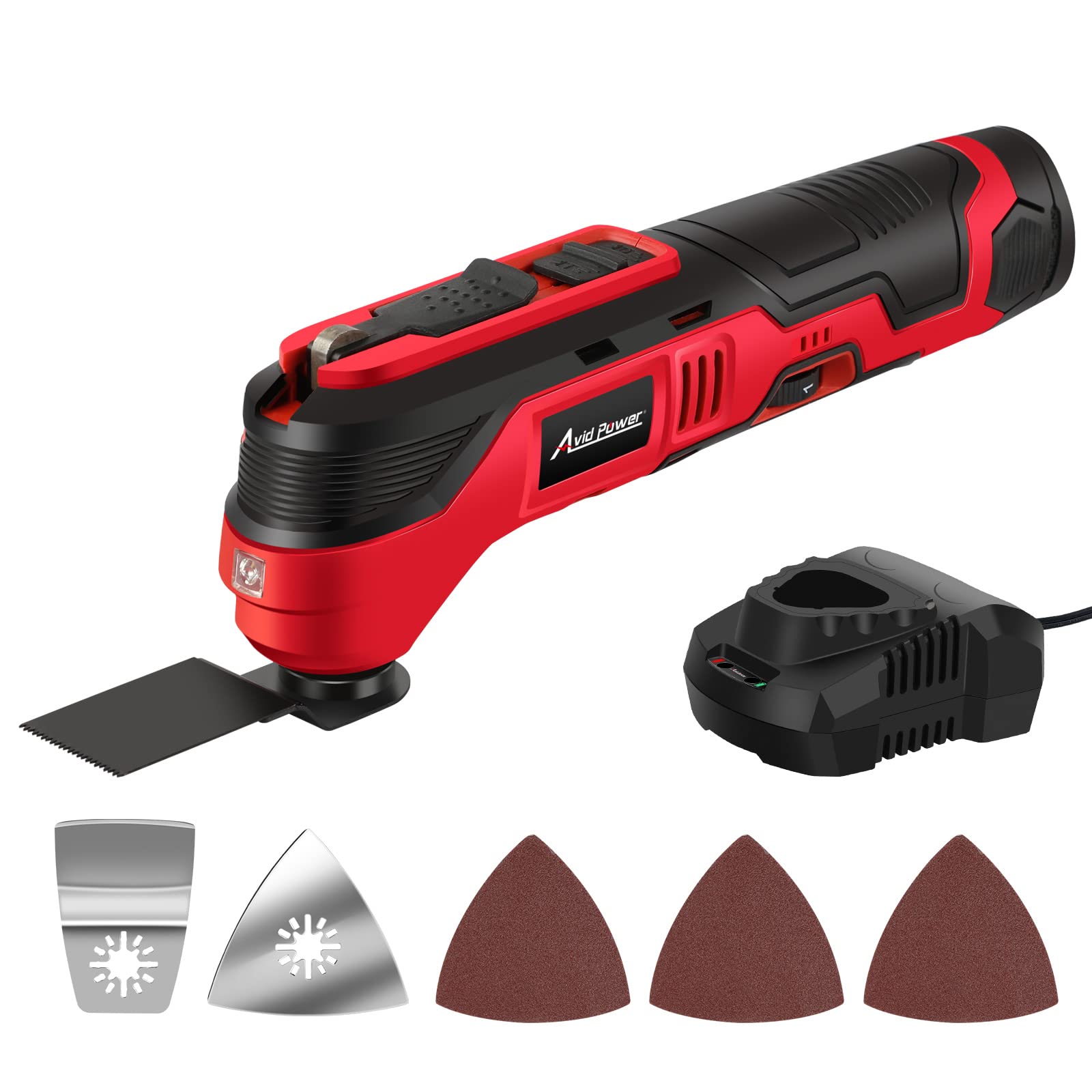 AVID POWER Cordless Oscillating Tool Kit with Accessories, 18,000 OPM Variable Speed & 2.8° Oscillating Angle, LED & Quick-Change, Oscillating Multi-Tool for Cutting Wood Nail/Scraping/Sanding
