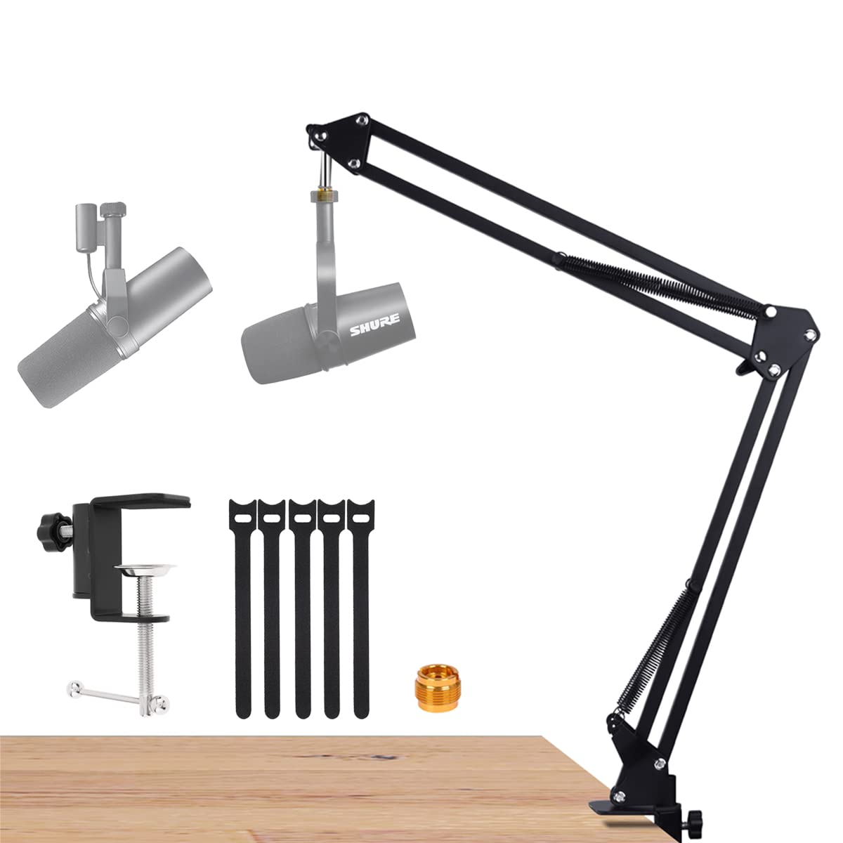 Boom Arm Compatible with Shure Sm7b and Shure Sm58 Mic, Desk Mic Stand for Shure Series Microphone Such As Shure Mv7 Sm57 Se215 and Mv88.
